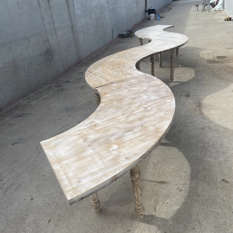 Half Moon Solid Wood Serpentine Shape Wedding Table