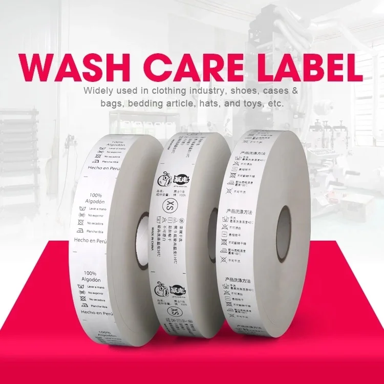 Thermal Printer Clothing Tag Wash Care Label Polyester And Printed With ...