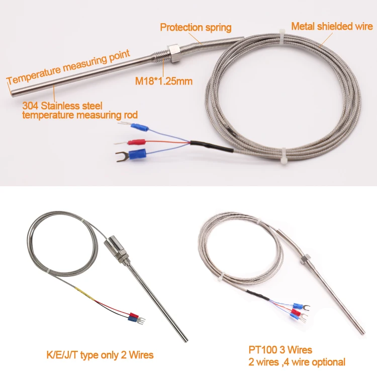 Stainless Steel Rtd Pt100 K Type Thermocouple Temperature Sensor For ...