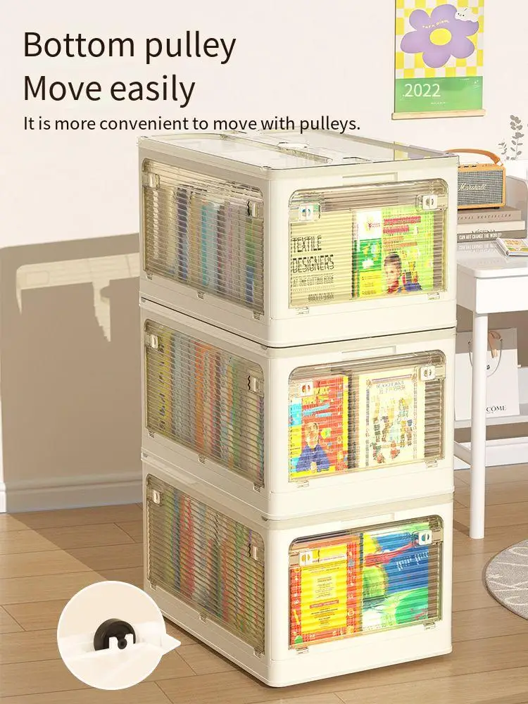 Cream-colored Durable Folding Bookcase Square Plastic Injection-molded ...