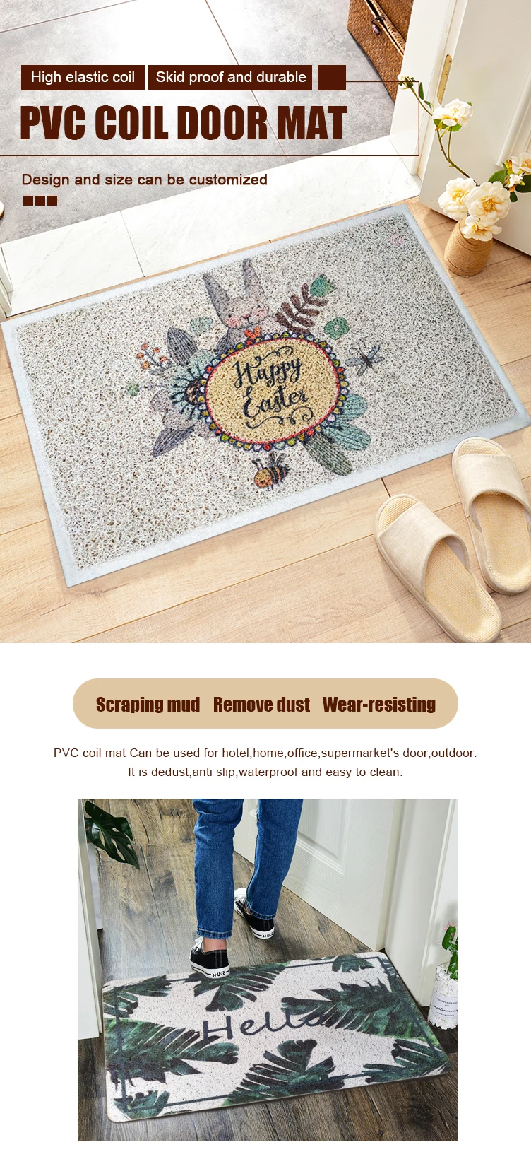 Customized Print Custom Logo Carpet Dustproof Waterproof Anti Slip Pvc ...