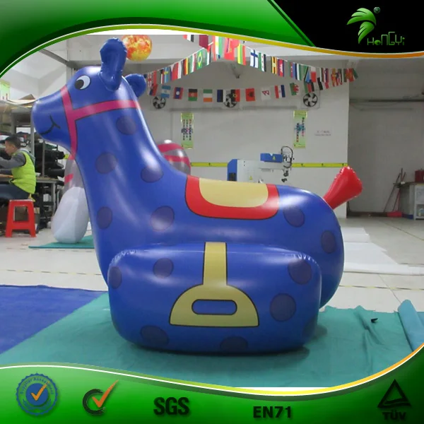 Lovely Blue Bouncy Horse - Inflatable Kids Ride on Toy