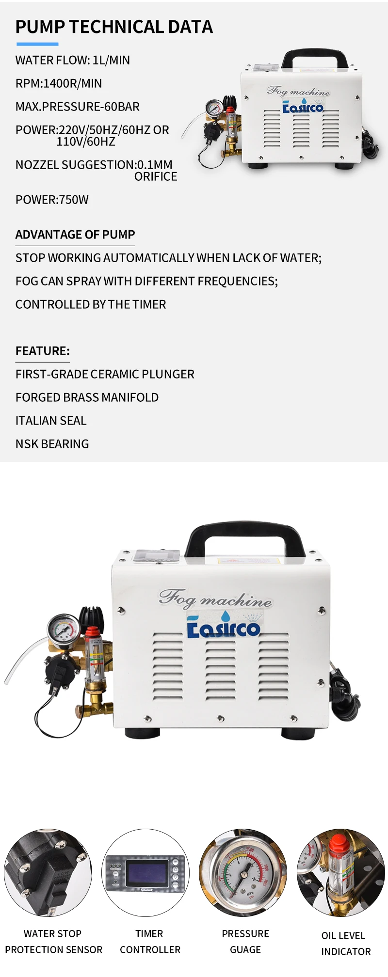 High Pressure Pump Mist Cooling System with Humidity Controller for ...