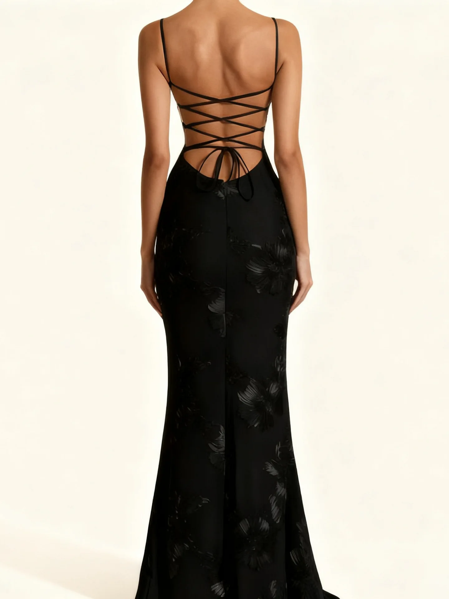 BR6193 New Three-dimensional Embroidery Backless Cross Strap Long Dress ...