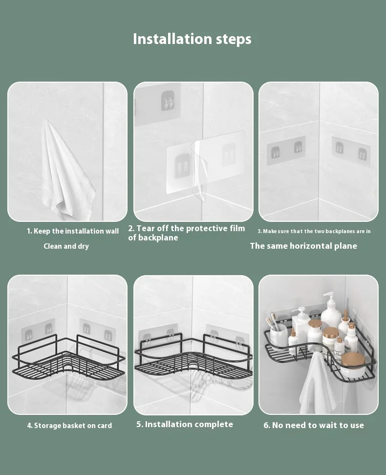 Strong Adhesive Metal Corner Storage Rack - Eco-friendly