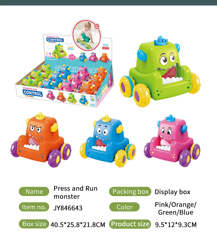 Press And Go Toy Monster Car For Kids Indoor Play Press Sliding Car Toy ...
