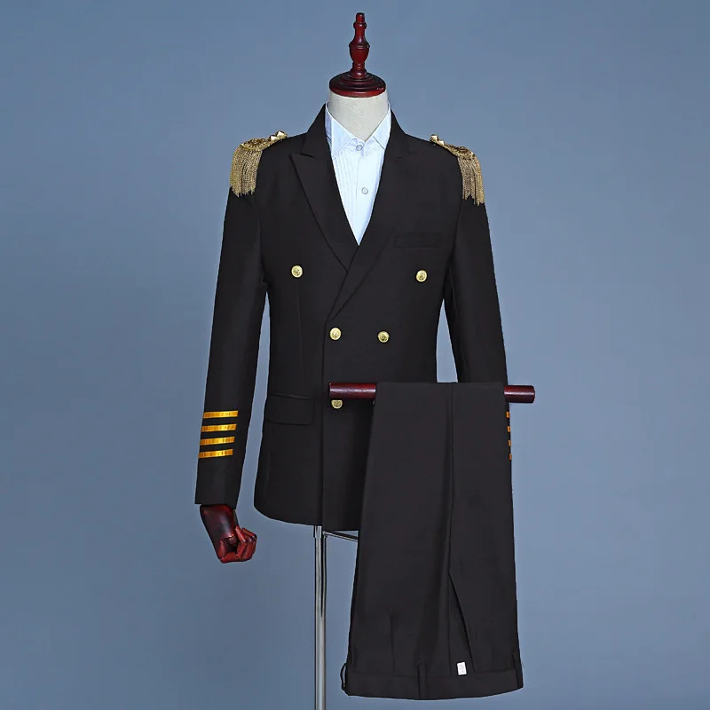 Captain Officer Sailor Peacoat Costume - Adult Mens Blazer