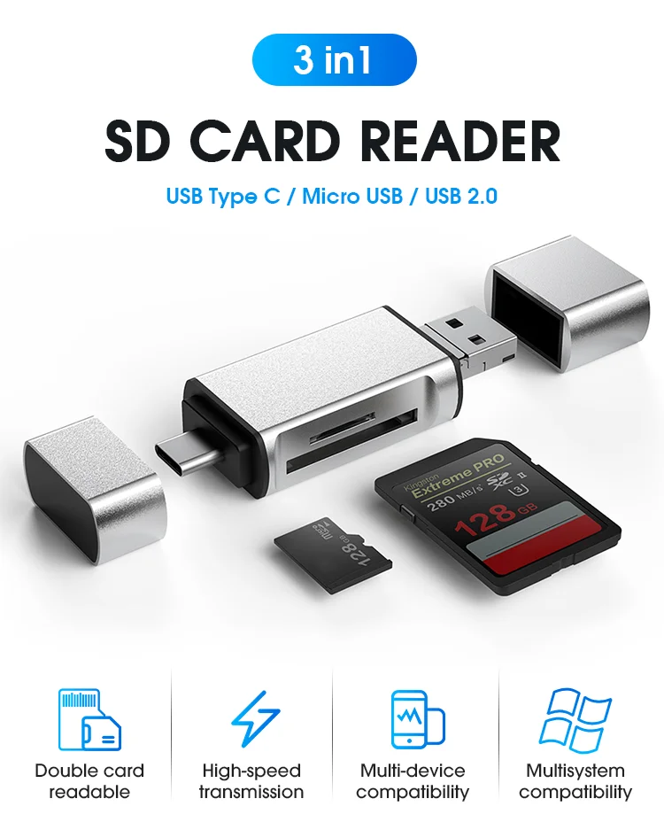 All In One Card Reader Tf Ms M2 Xd Cf Tf Sd 3 In 1 Micro Usb Otg Carder ...