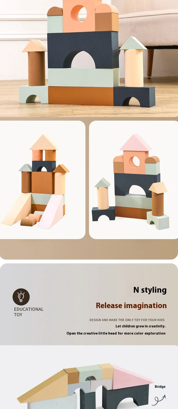 WeYouth Factory Large Macaron EVA Spongy Soft Foam Building Blocks 4-6 ...