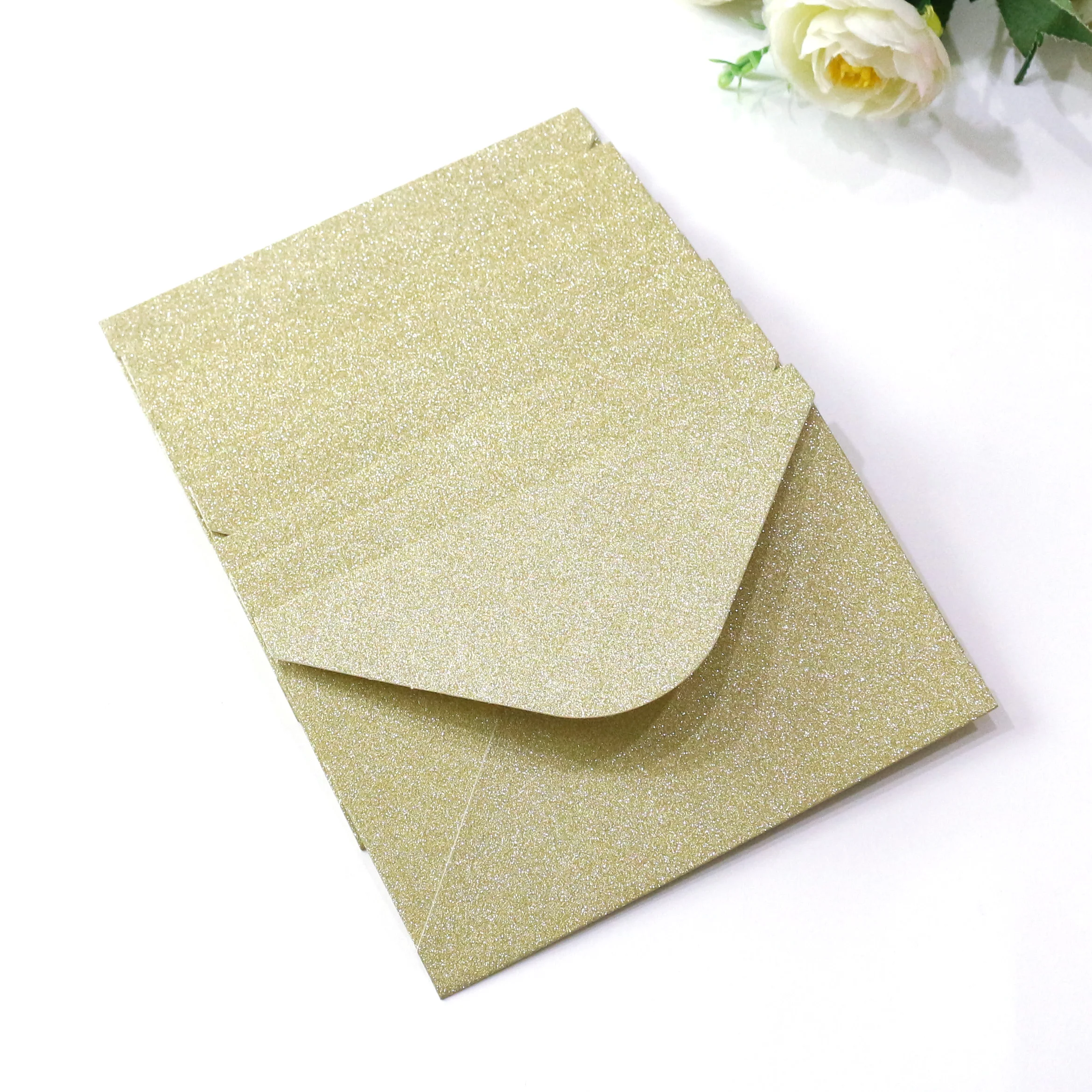 Elegant Buff Glitter Paper Invitation Envelope Wedding Party - Buy ...