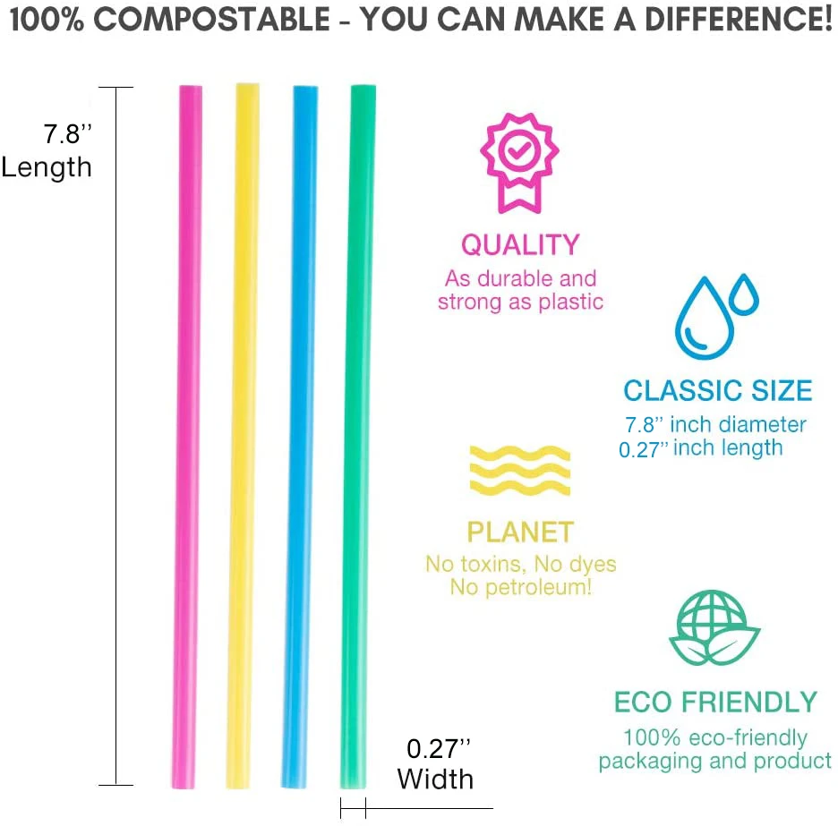 Econewleaf Eco-friendly Wrapped Corn Starch Cpla Straw Smoothie ...