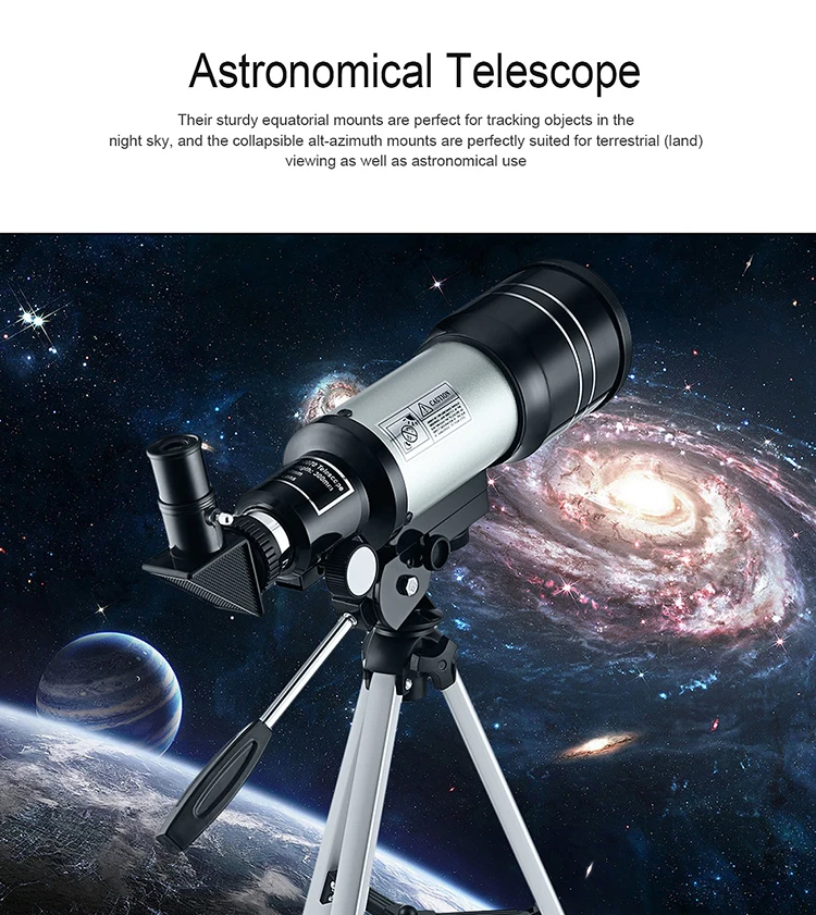 Beginner F30070m Refractor Monocular Telescope 70300 Astronomical Hd