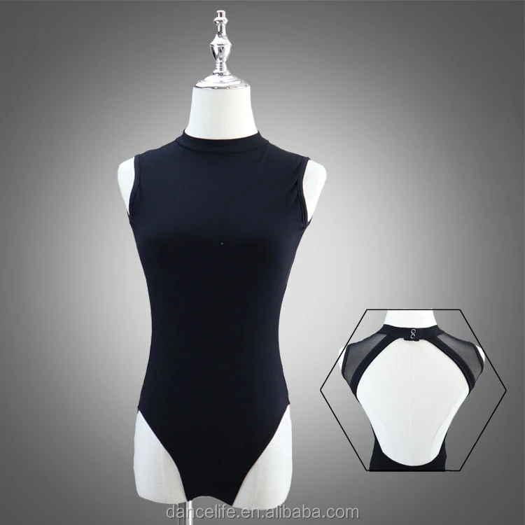 A2050 Lycra Leotards Wholesale Women Mock Neck Mesh Spandex Sleeveless