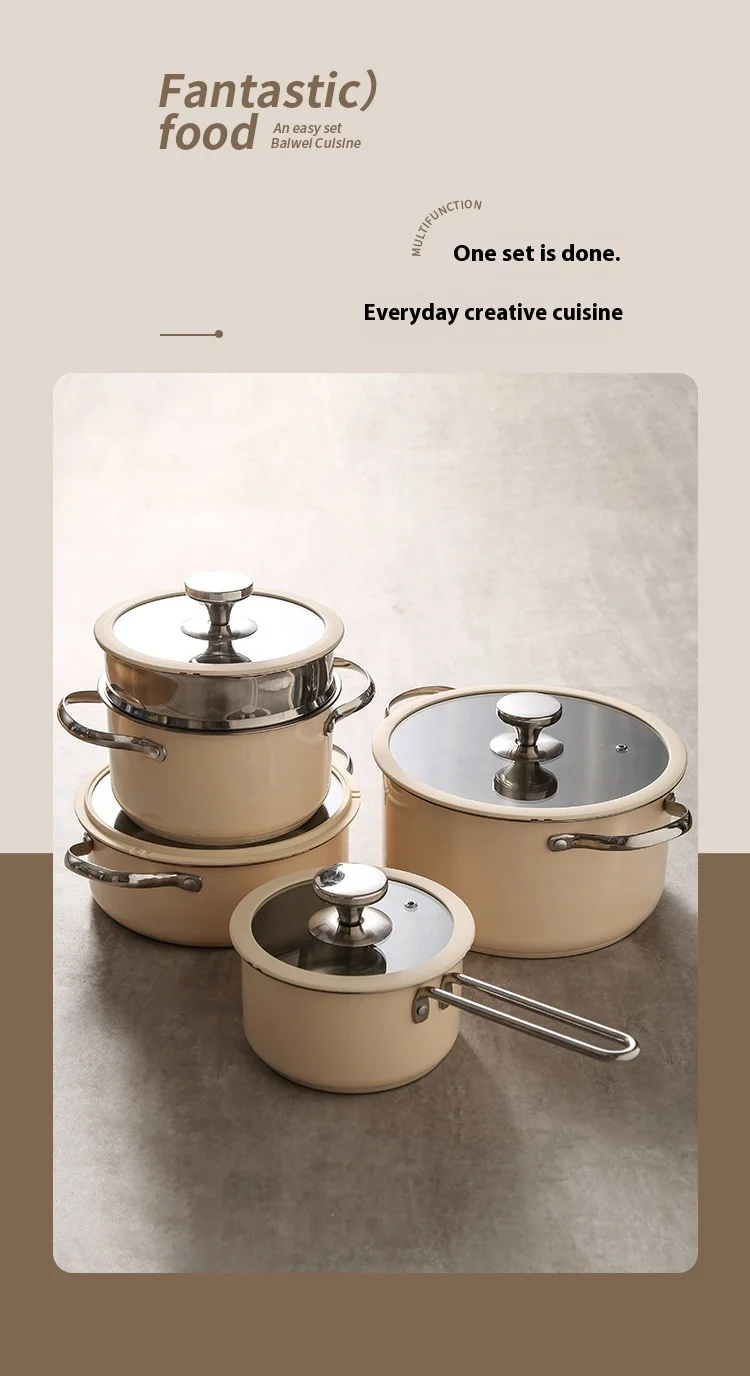 Korean Stainless Steel 304 Cookware Set Modern Double Ear Soup Pot ...