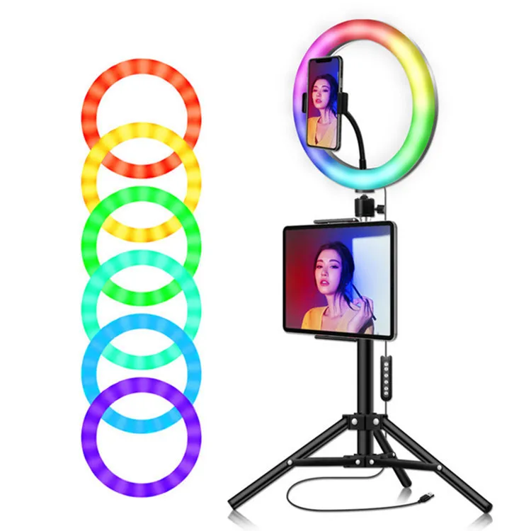 10'' 26cm Rgb Ring Light With Phone Clip Kit Camera Photography Video ...