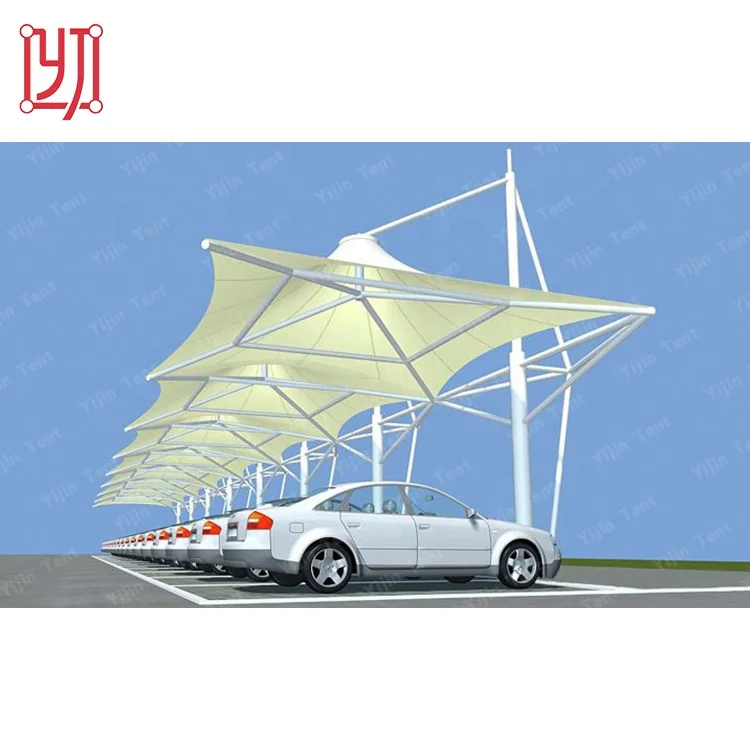 Pvdf Ptfe Etfe 장력 직물 주차 천막 차 막 구조 건축