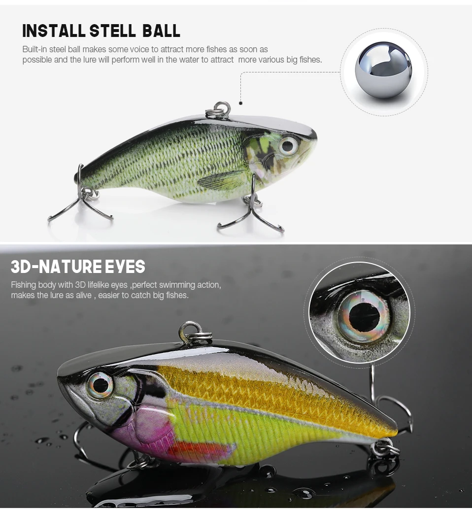 7.5cm 18g Vib Realistic Fishing Tackle Lures Vibration Fishing ...