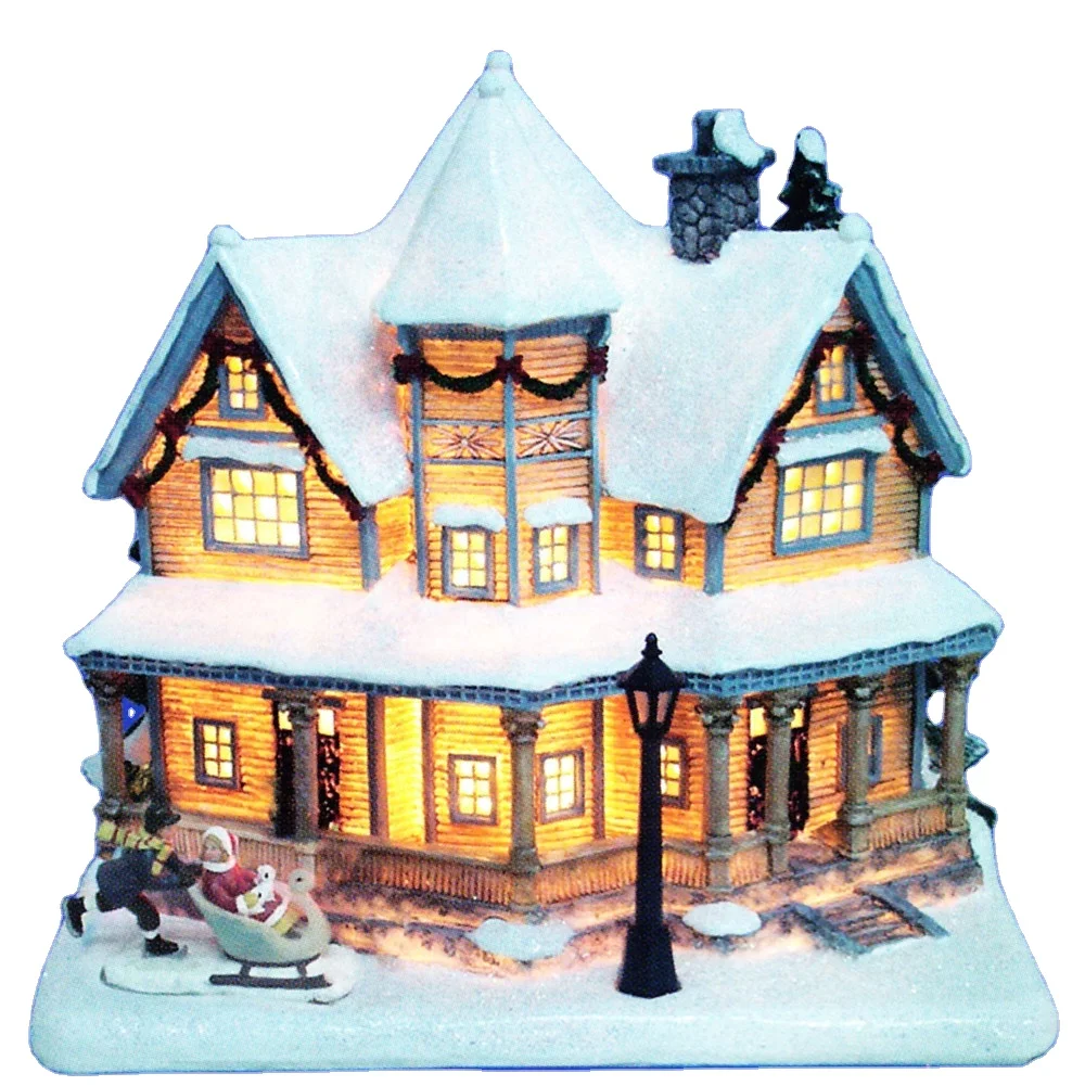 Resin Christmas Village Houses Figurine With Led Light - Buy Resin ...