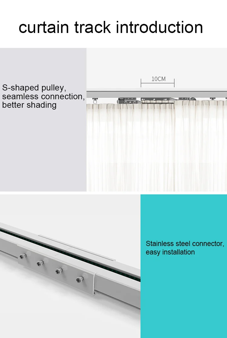 Heavy Duty Ceiling Mounted Silent Motorized Electric Curtain Track with ...