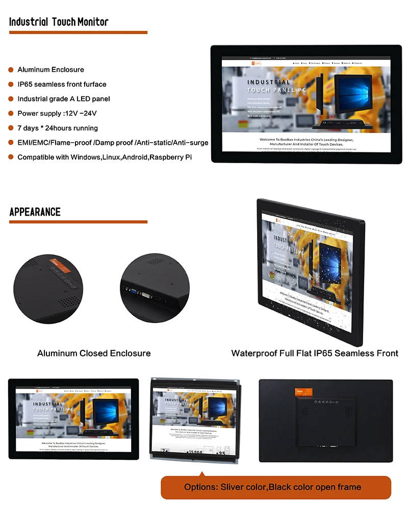 True Flat 27 Inch Capacitive Industrial Touch Screen Lcd Monitor Ip65 ...