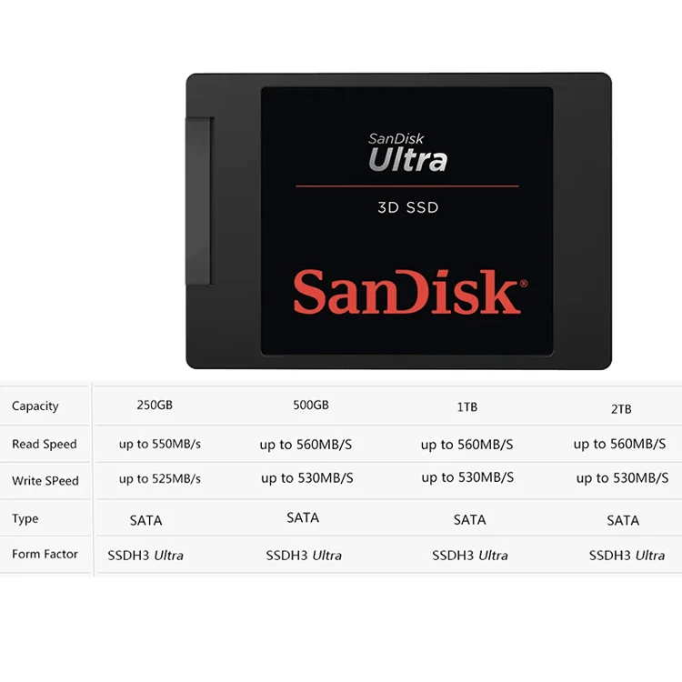 Ultra 3d Ssd 500gb 1tb 2tb Internal Solid State Disk High Speed Sata ...