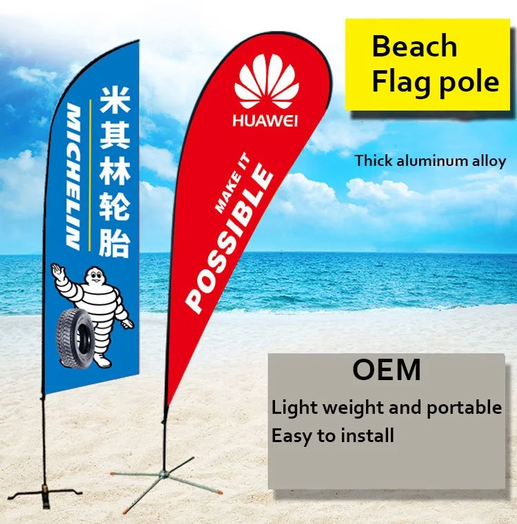 Custom Logo Aluminum Flag Pole Advertising Stand Square Wind Flag ...