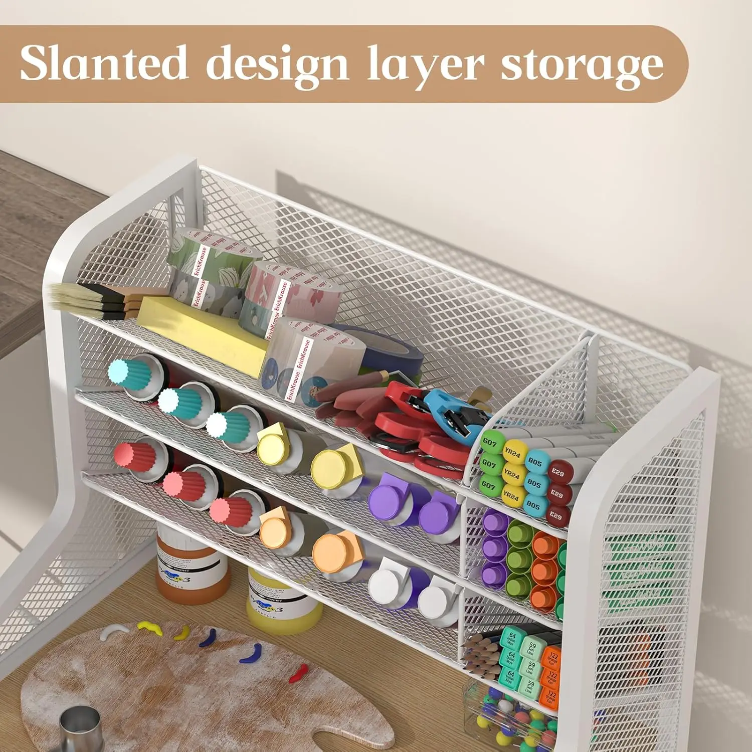 Lockable Wheel Rolling Craft Storage Cart Art Studios Living Room ...