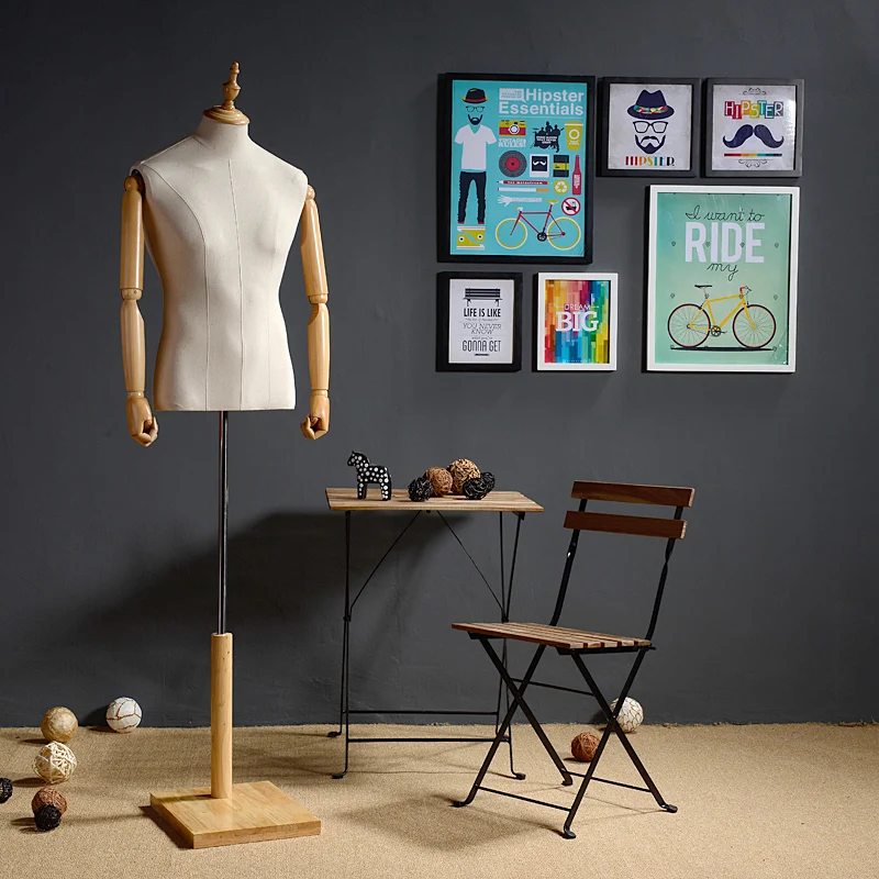 Upper Body Bust Male Dress Form Mannequin Covered Fabric Torso With ...