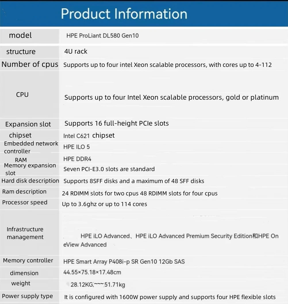 High Configuration System Network Cheap Rackdl580g10 Server Computer ...