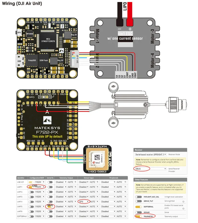 MATEK Systems F722-PX Flight Controller - 32M Flash Blackbox