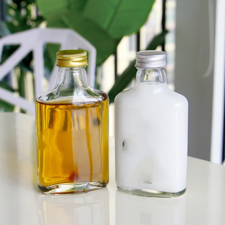200ml Flat Square Glass Bottle Alcohol Drink Liquor Wine Whisky Bottle ...