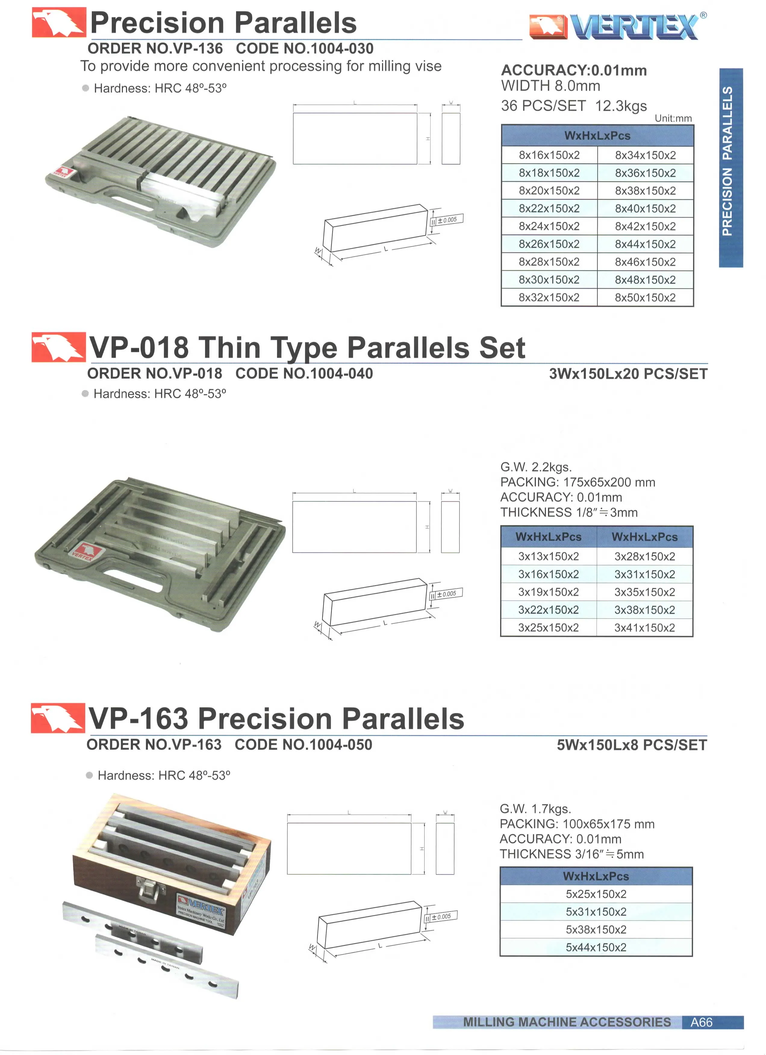 VERTEX VP-136 Precision Parallels - 36PCS High Quality Set
