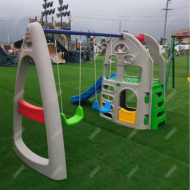 Backyard Plastic Toy Slides and Swings Set for Children