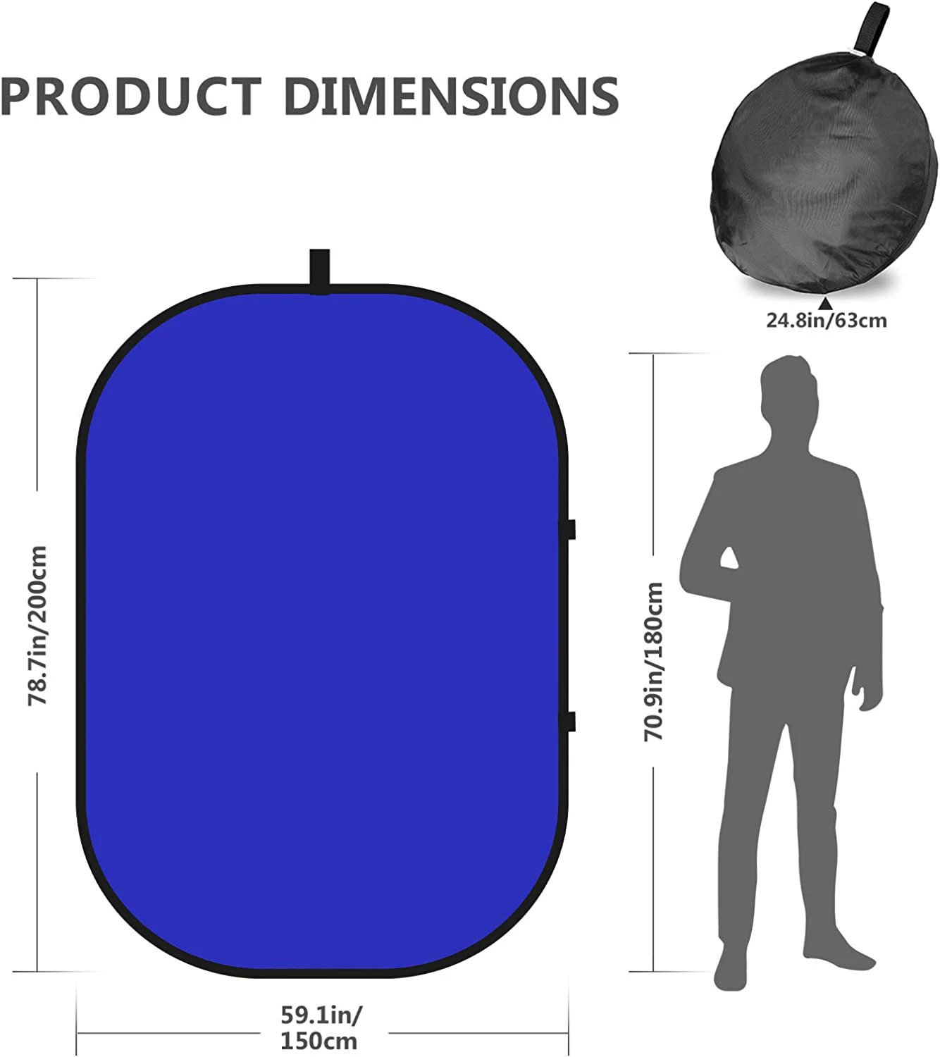 Chromakey Blue/gray Screen Collapsible Backdrop 5'x7'