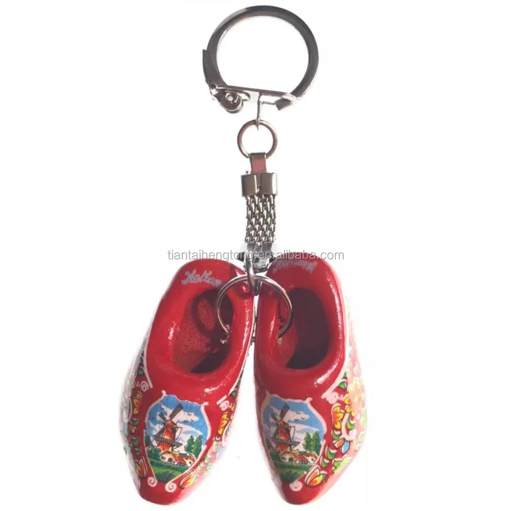 Red Wooden Shoe Keyring Dutch Shoe Key Chain With Custom Logo Craft ...