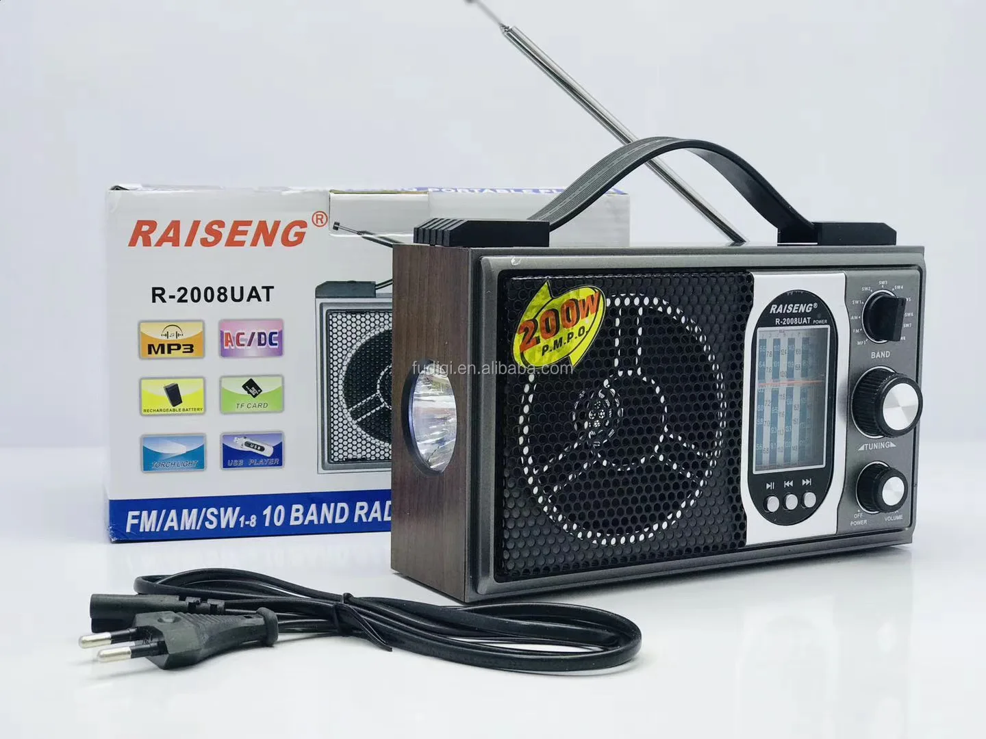 RAISENG R-2008UAT Radio - 3 Band FM/AM/SW Rechargeable Radio
