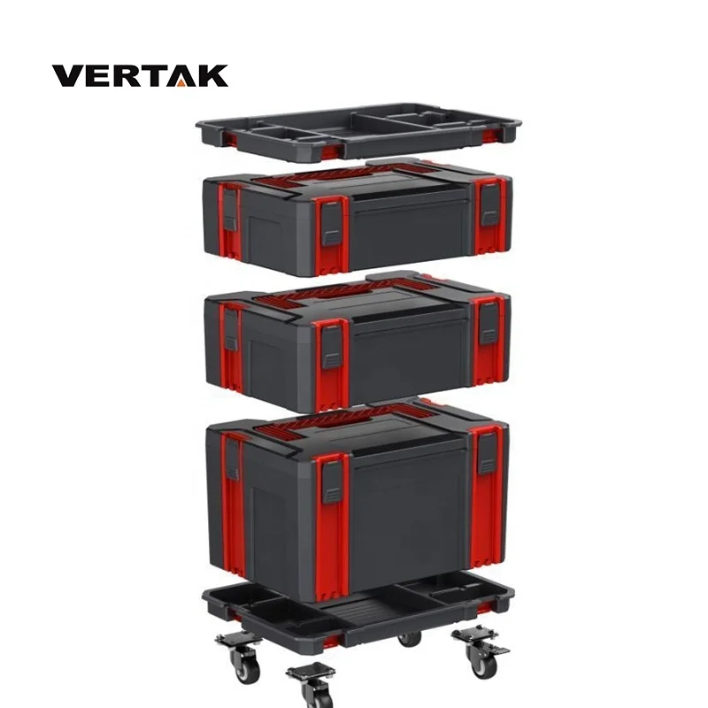 VERTAK Plastic Portable Modular Mobile Tool Storage Box Set