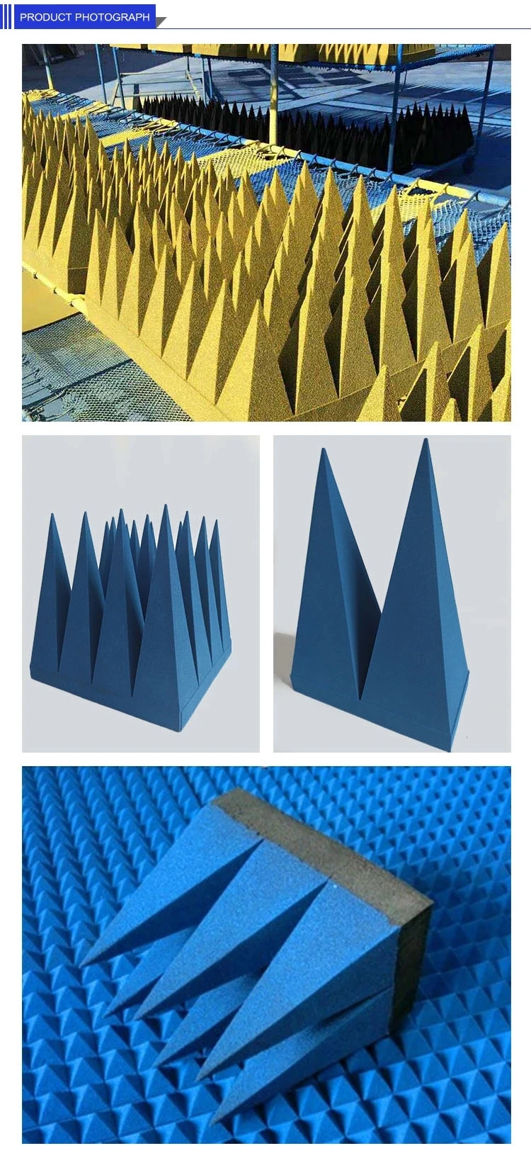 Foam pyramid elastomer-based microwave absorbing materials Products ...