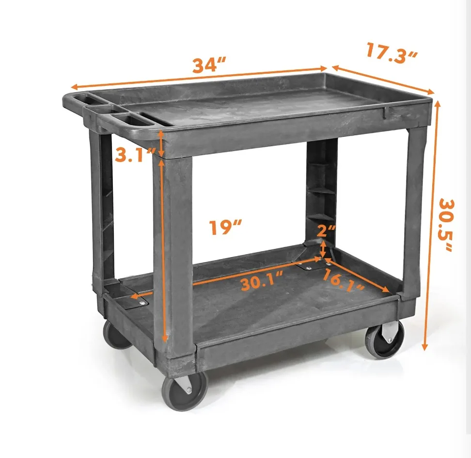 Heavy Duty Industrial Moving Tool Storage Plastic Cart