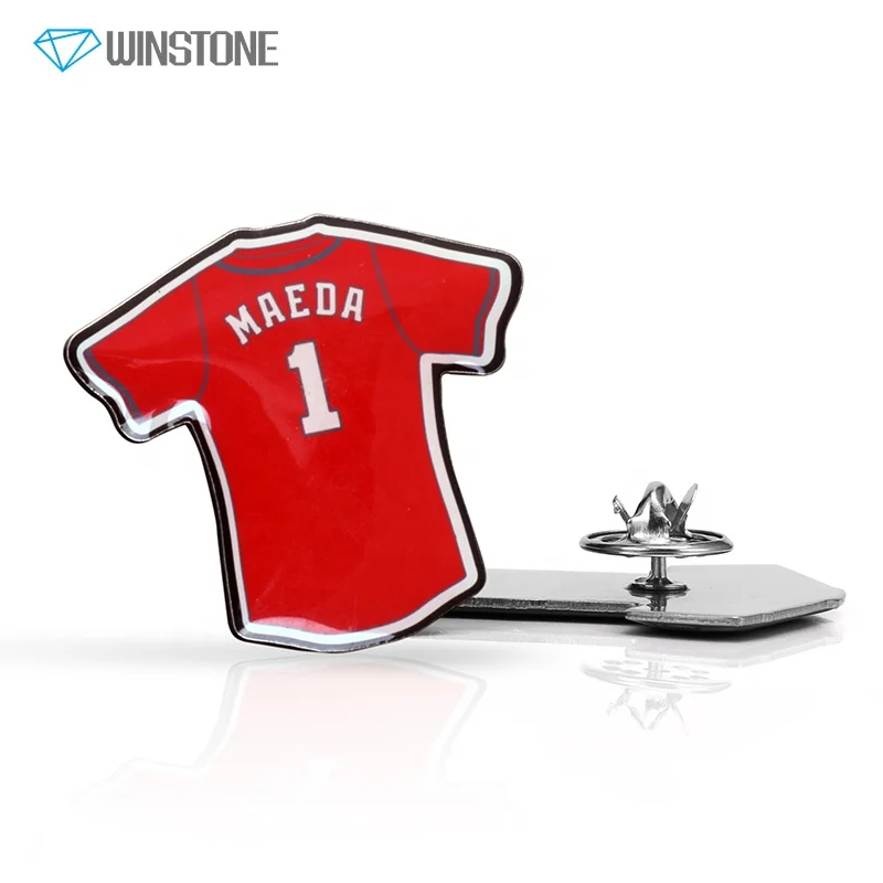 Custom Full Color Offset Printed Football Suit Shirt Epoxy Dome Lapel ...