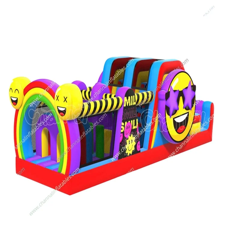 Children Interactive Inflatable Obstacle smiley Course Games Courses ...