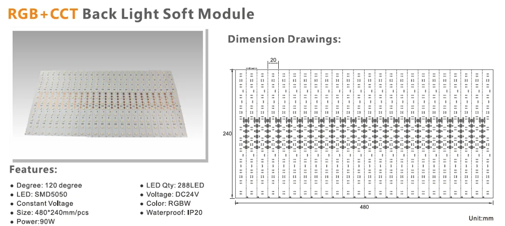 Backlighting Flex Led Panel Sheet Design RGBW Dual White 160degrees ...