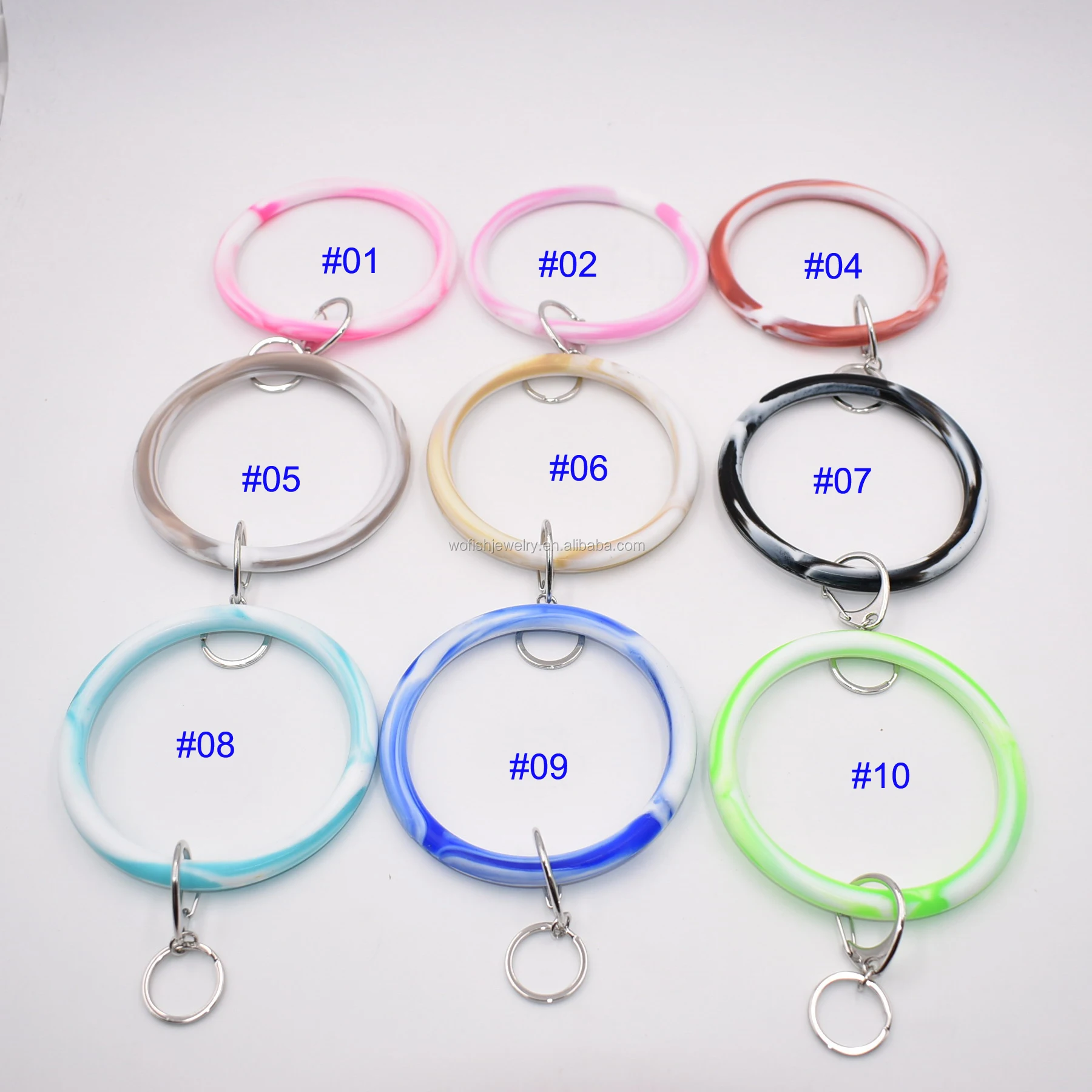 Flexible Silicone Jelly Bangle Keychain Resin Glitter Silicone Key Ring ...