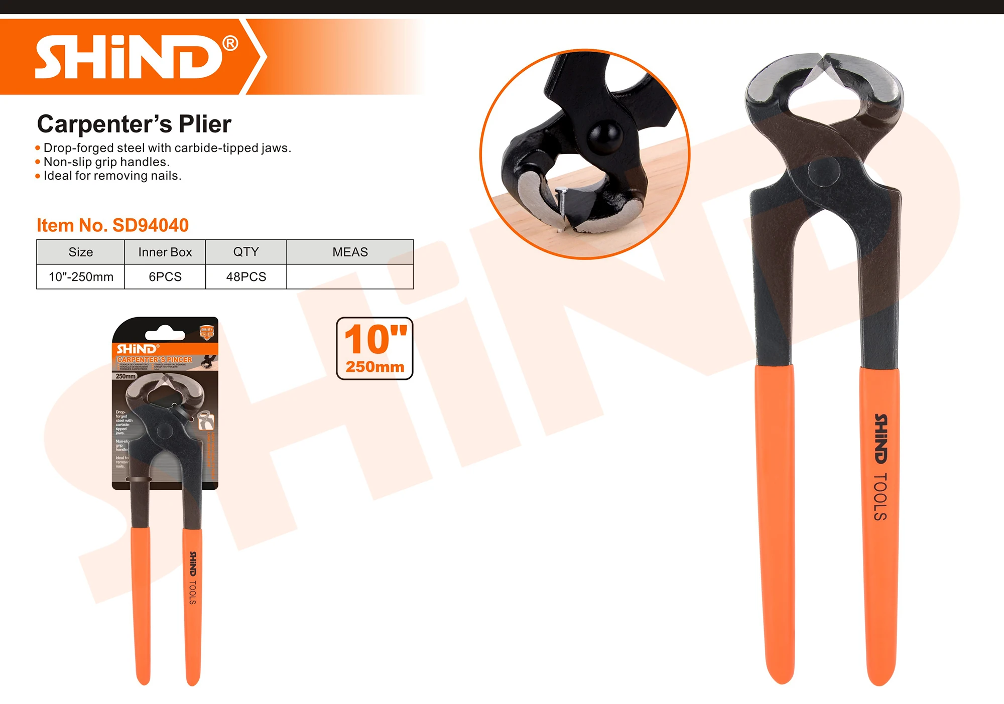 SHIND 94040 Carpenter Plier - Versatile Carbon Steel Tool