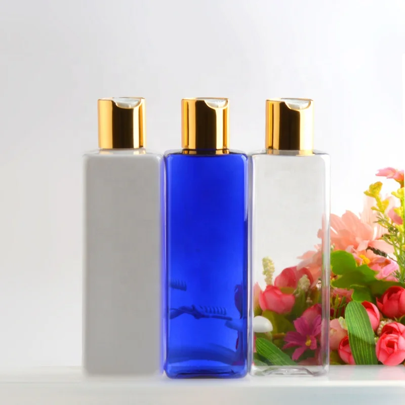 Cosmetic Lotion Packaging 250ml Black Square Plastic Bottle With 24/410 ...
