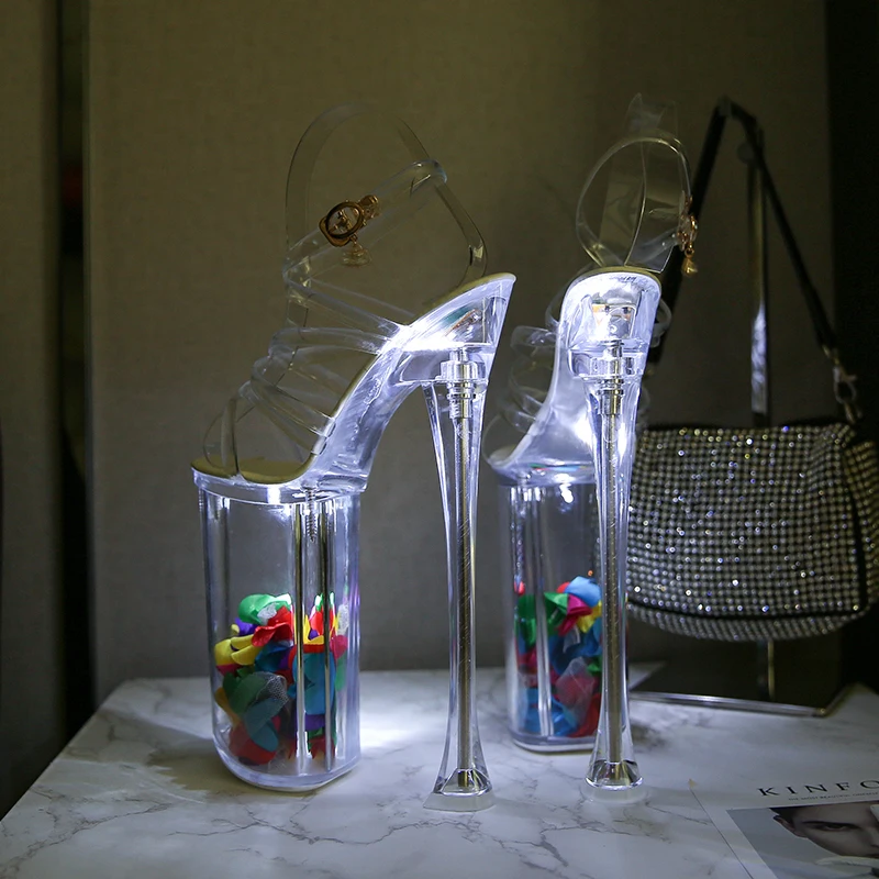 Summer 26 Cm Strippers Clear Platform Shoes Pole Dance Ladies Flash Led ...