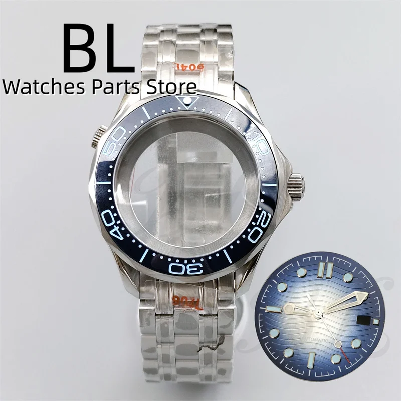 BLIGER 41mm Watch Case Dial Hands Set Stainless Steel Strap Transparent ...