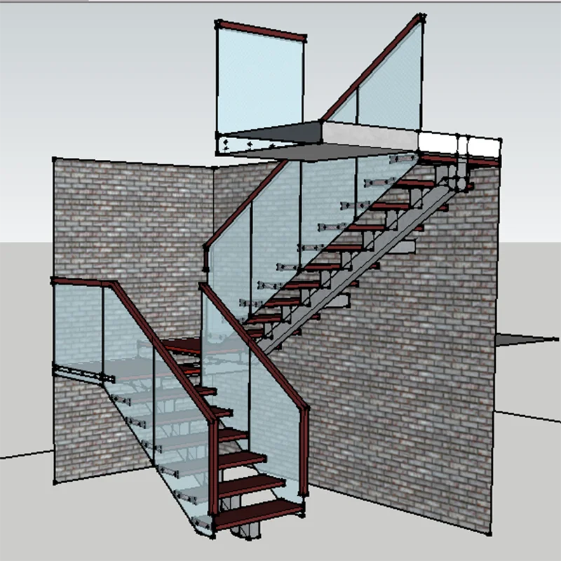 Cheap Price Mono Stringer Carbon Steel Wood Open Riser Winder Staircase