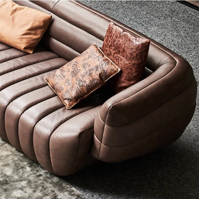 Luxury Modern Top Cow Nubuck Leather Sofa - Creative Caterpillar Set