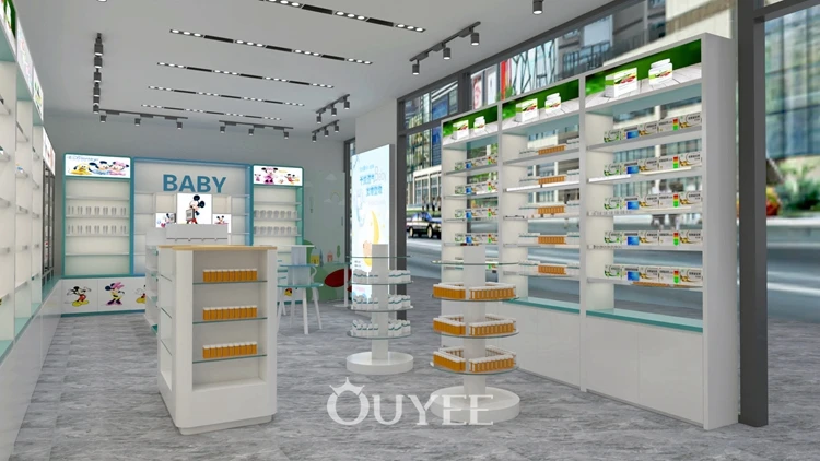 Modern Medical Store Counter Design - Pharmacy Rack